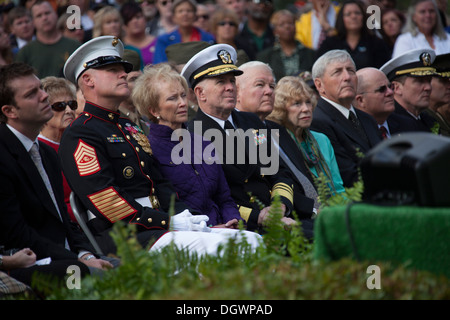 U.S. Marine Corps Sgt. Maj. Rupert K. Palmer(left) passes a ...