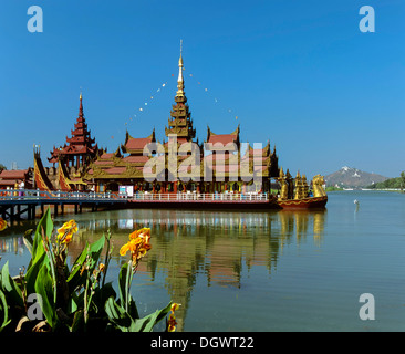 The Pyi Gyi Mon Royal Barge, a swimming restaurant, is floating on ...