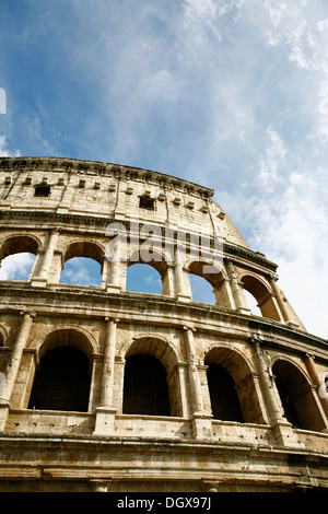 Bottom view of ancient amphitheater of Colosseum built by Vespasian and ...