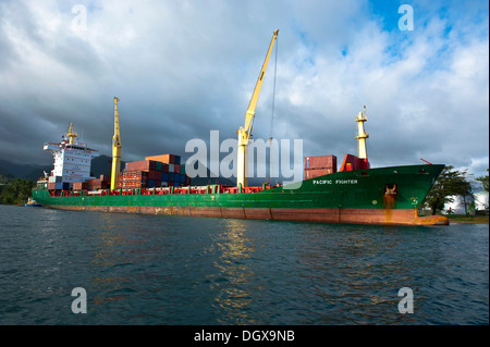 Container Ship in the harbor of Alotau, Papua New Guinea Stock Photo ...