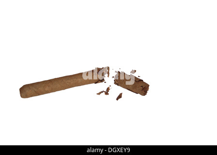 broken cigar on white background Stock Photo - Alamy