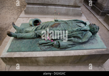 A tomb of Victor Noir, a French journalist killed by Pierre Bonaparte ...