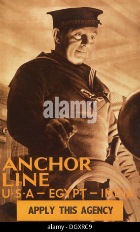 Anchor Line ad vintage travel poster, 1924 - Editorial use only Stock ...