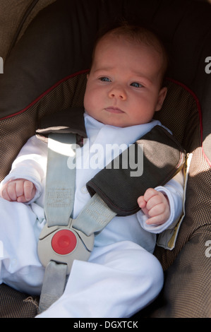 Little baby girl strapped in her pushchair Stock Photo - Alamy