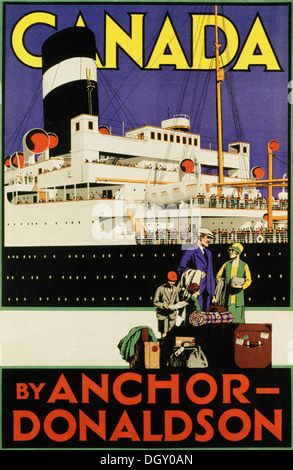 Anchor Line ad vintage travel poster, 1920's - Editorial use only Stock ...