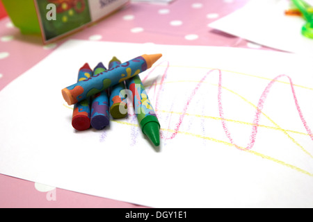 Crayons on Table Stock Photo - Alamy