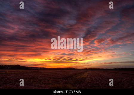 a sunset view in TOULOUSE , in a countryside . A lot of clouds have ...