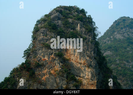 Rocky karst landscape near Yangshuo, aerial, Guilin, Guangxi, China ...