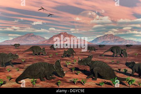 A Herd Of Centrosaurus Dinosaurs Stock Photo - Alamy