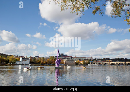 David Cerny, sculpture A ten-metre purple middle finger Stock Photo - Alamy