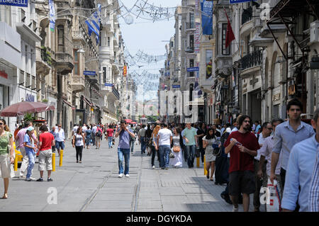 Istanbul, Turkey, the lively pedestrian Istiklal Caddesi in Beyoglu ...