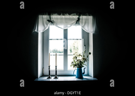 Romantic window with beautiful curtains and decorations Stock Photo - Alamy