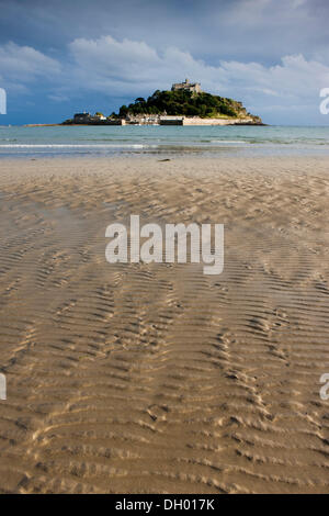 The tidal island of St Michaels Mount of the coast of Marazion Cornwall ...