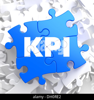 KPI on Blue Puzzle Pieces. Business Concept Stock Photo - Alamy