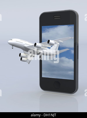 pc notebook and airplane, 3d illustration Stock Photo - Alamy