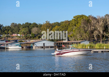Crownline speedboat cruising in the Mount Dora harbor on Lake Dora in ...