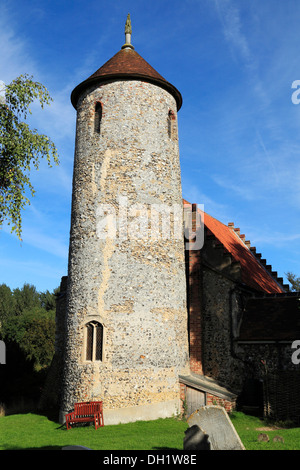 Bawburgh church, Norfolk, round tower, England UK English churches ...