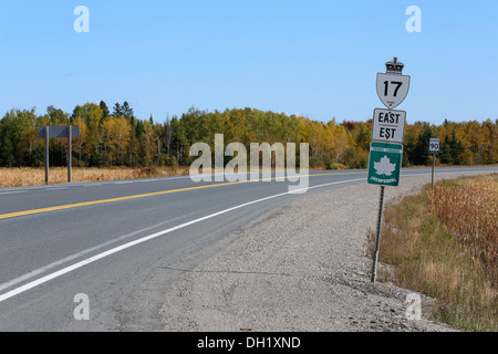 Highway 17 and Trans Canada Ontario Lake Superior Circle Tour sign ...