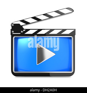 Clapboard Icon with Blue Screen. Media Player Concept Stock Photo - Alamy