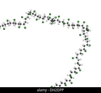 poly(vinyl chloride) plastic (PVC), chemical structure - linear ...