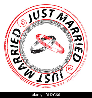 just married red round grunge stamp on white Stock Photo - Alamy