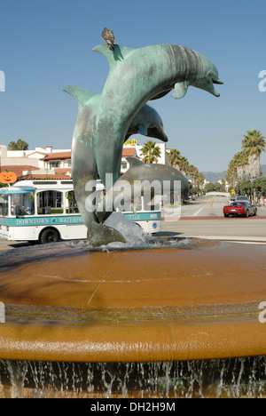 Dolphin statue Stearns Wharf Santa Barbara, California, USA Stock Photo ...