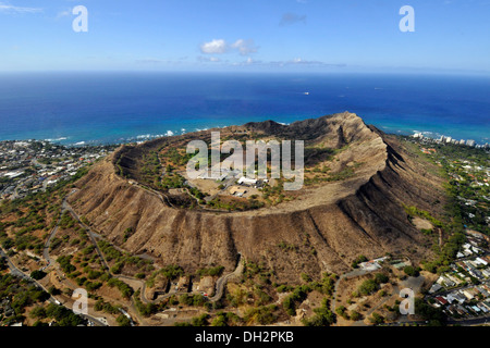 Aerial view of Diamond Head volcanic crater, Oahu, Hawaii, USA Stock ...