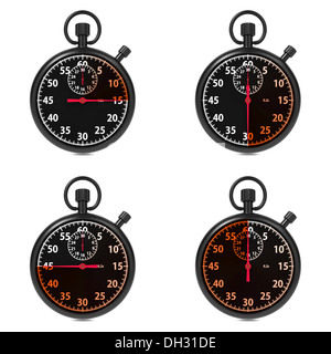 Set of red timers on white background Stock Photo - Alamy