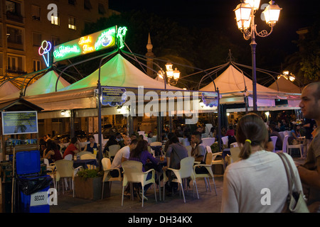 Piazza Yenne Restaurants at Night in Cagliari - Sardinia Stock Photo ...