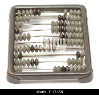 Ancient abacus calculation device. Very old, used, and grunge. Isolated ...