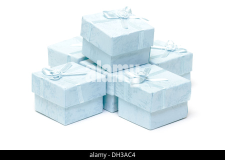 Cyan gift boxes Stock Photo - Alamy