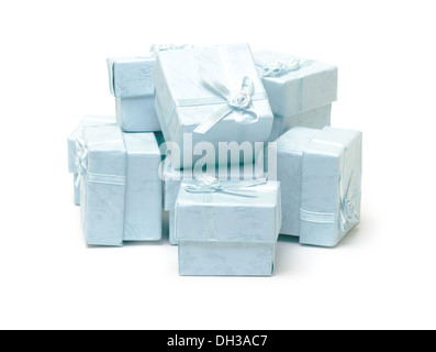 Cyan gift boxes Stock Photo - Alamy