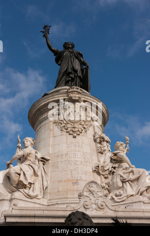Statue of the French iconic figure, Marianne, in Paris' Place de la ...