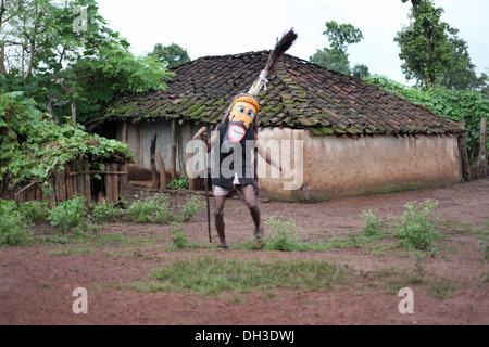 Tribal dance. Baiga Tribe, Chada village, Madhya Pradesh, India. Rural ...