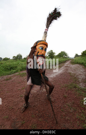 Tribal dance. Baiga Tribe, Chada village, Madhya Pradesh, India. Rural ...