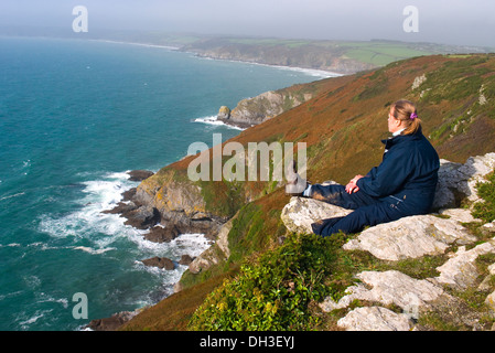 DODMAN POINT LOOKING TOWARDS VERYAN BAY Stock Photo - Alamy