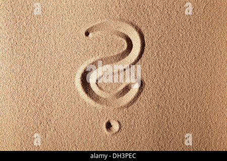 A question mark drawn in the sand from above Stock Photo - Alamy