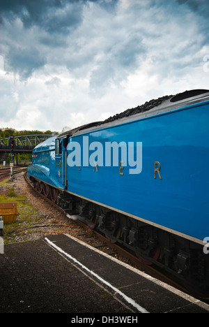Steam engine locomotive loco Bittern on the Ribblehead viaduct. on the ...