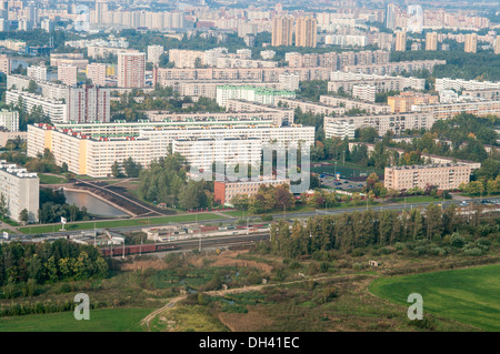 Kirovsky district near Narodnovo Opolchenya street from bird eye view ...