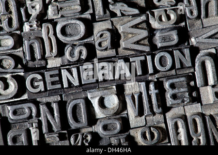 Old letters forming the word Generation Stock Photo - Alamy