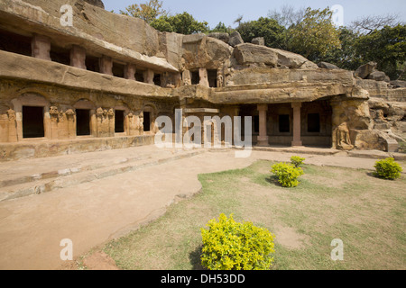 Cave 1 : Rani Gumpha, Udaygiri Caves, Orissa, India. Three-sided open ...
