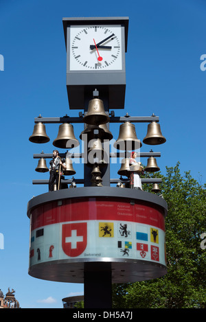 Swiss clock in Leicester Square, London, England, UK Stock Photo - Alamy