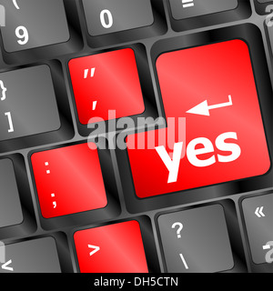 Modern light keyboard with button Yes Stock Photo - Alamy