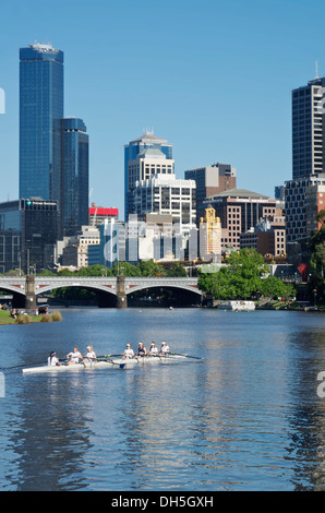 Yarra river Melbourne and rowing boats from the row club,Melbourne city ...