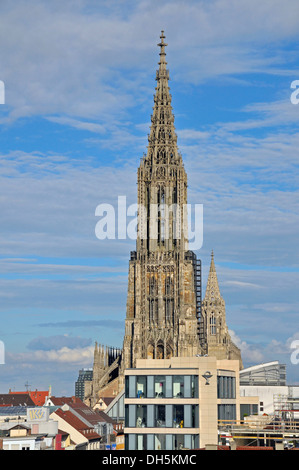steeple of Ulm Minster, highest church tower of the world Stock Photo ...