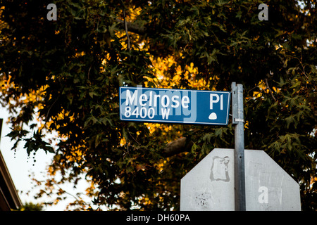 Street sign with the name Melrose place Stock Photo - Alamy