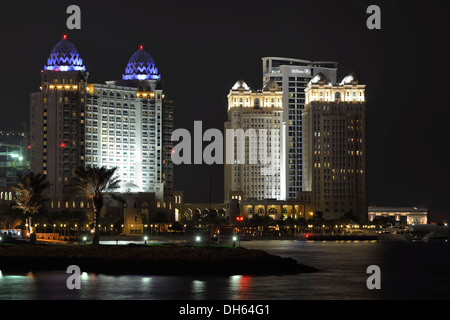 Falcon and Pearl Towers, Doha Hilton Hotel, Doha, Doha, Qatar Stock ...