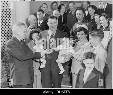 President Harry S. Truman is photographed outside the renovated White ...