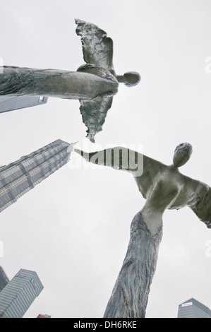 Angels statues in Lujiazui Park, Pudong District, Shanghai, China Stock ...