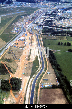Aerial view of circuit at Le Mans. Ford chicane foot of frame leading ...